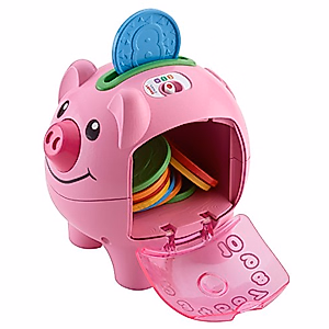 Fisher-Price Laugh & Learn Baby Learning Toy Smart Stages Piggy Bank With Music & Phrases For Infant To Toddler Ages 6+ Months