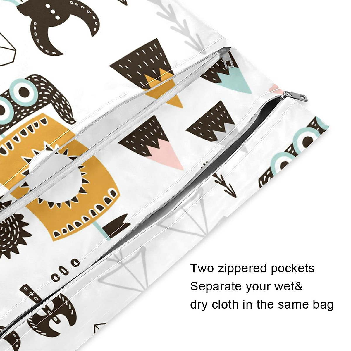 Kigai Viking Boat Wet Dry Bags for Baby Cloth Diapers Waterproof Reusable Wet Bags with 2 Zippered Pockets for Travel Beach Pool Stroller Gym Swimsuits Wet Clothes (2 Pack)