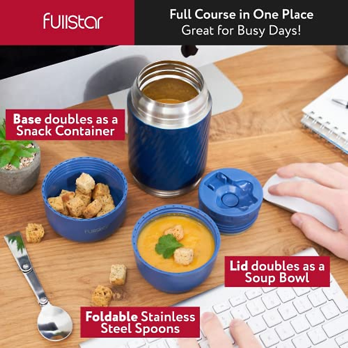 Hot & Cold Food Containers For Lunch Boxes - 20oz Insulated Food Jar for Hot Food & Cold Food, Insulated Food Container - Hot Lunch Box, Hot Food Container - Insulated Lunch Box - Food Thermos