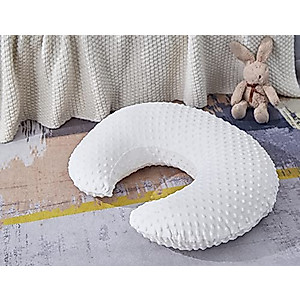 QUENESS Nursing Pillow Cover Breastfeeding Pillow Cases Minky Dot Slipcover (White)