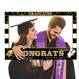 2024 Graduation Photo Props Frame Black and Gold Large Size High School College Graduation Selfie Favors Decorations