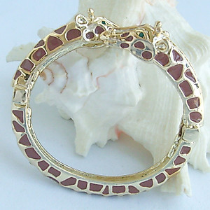 Unique Animal Giraffe Bracelet Bangle Cuff Clear Austrian Crystal Gold-Tone Brown Spot