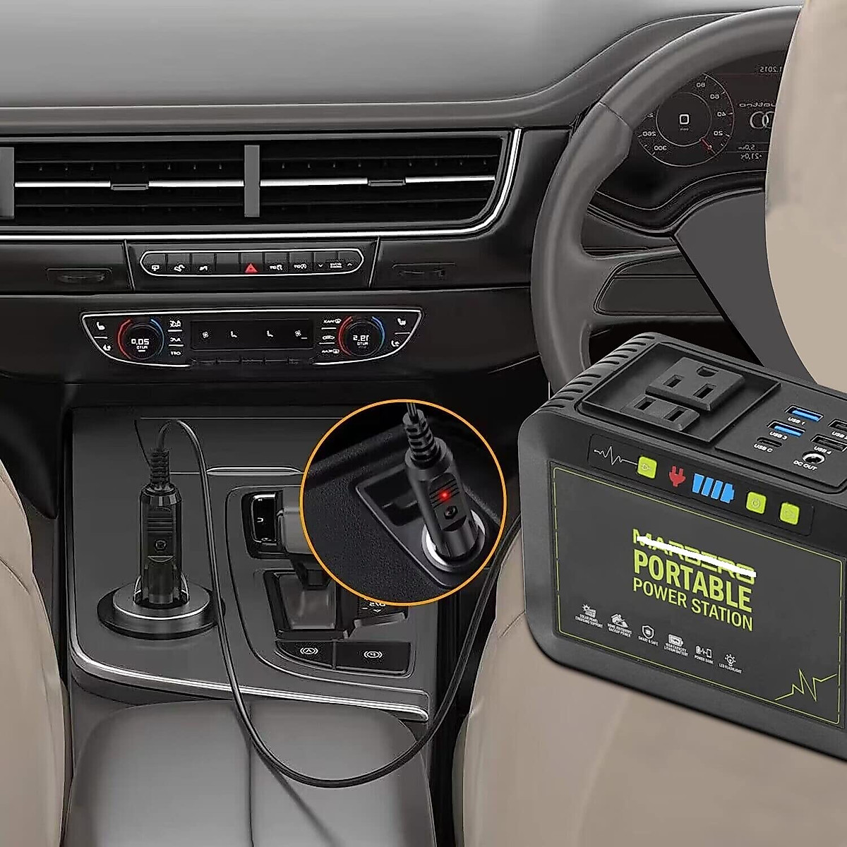 MJPOWER 12V/24V DC Car Charger Cable Compatible MARBERO M82 M82MAX M822 M822MAX M85B M87 M88 M168 M270 Portable Power Station Solar Generator Lithium Battery 6.6 Feet DC Power Cord Adapter