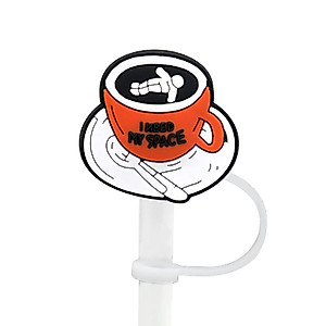 COFFEE cute Straw Tips Covers,Food Grade Reusable Silicone Straw Tip,funny Straw Covers Cap Plugs,Anti-dust Soft Straw Toppers Drinking Straw Tips Lids for 6-10 mm