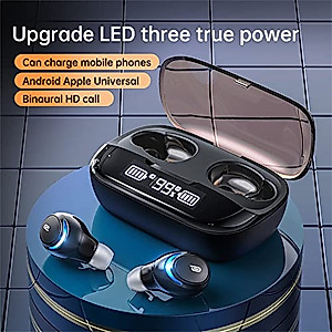 Qiopertar M-U8 Bluetooth 5.0 Headset Wireless Earphones Mini Earbuds Stereo Waterproof Headphones with Microphone in-Ear Deep Bass Sound Earbuds Earphones for Android iOS Sport