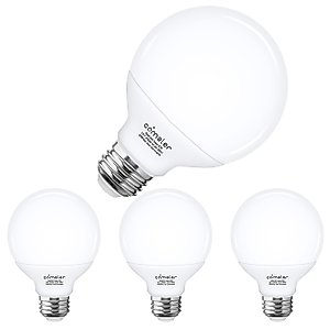 comzler G25 LED Globe Light Bulbs, 80 Watt Equivalent 5000K Daylight Vanity, 900LM LED Bathroom Light Bulbs, E26 Medium Screw Base, Non-dimmable, Pack of 4