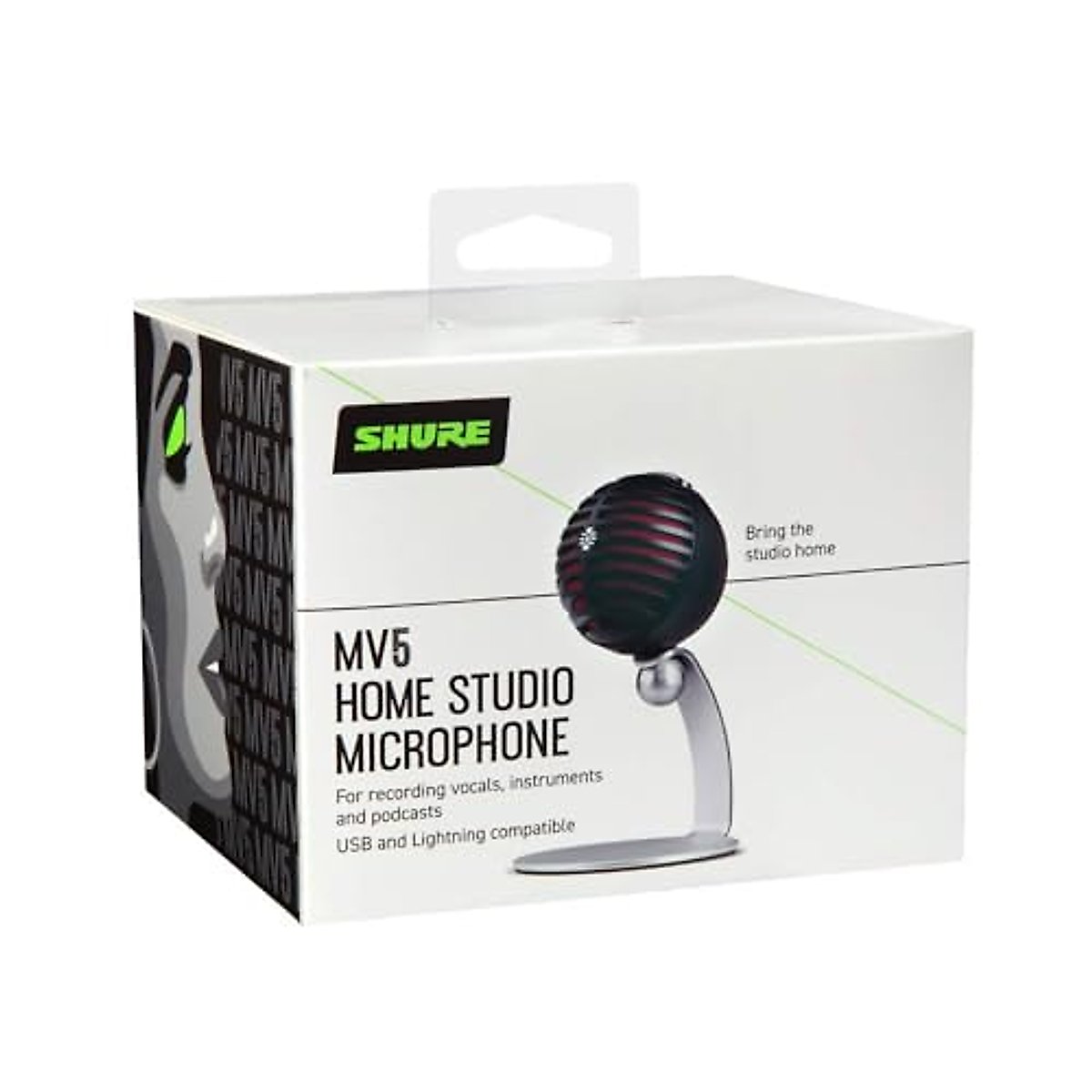 Shure MV5 Digital Condenser Microphone with Cardioid - Plug-and-play with iOS, Mac, PC, Onscreen Control w/ ShurePlus MOTIV Audio App, Includes USB and Lightning Cables (1m each) - Black w/ Red Foam