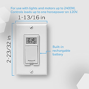 Honeywell Home RPLS730B1000 7-Day Programmable Light Switch Timer, White