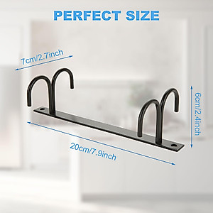 ABuff 6 Pack Cabinet Hook Mug Holder - Hanging Coffee Cup Rack for Kitchen, 24 Hooks Under Cabinets Metal Hangers Organizer Shelf Storage Utensil (Black)