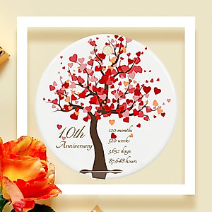 10th Anniversary Ornament, Gifts for 10th Wedding Anniversary, 10 Year Anniversary Valentines Gifts for Couples,Her,Him, 2.9" Ceramic 10 Year Anniversary Christmas Ornaments 2024