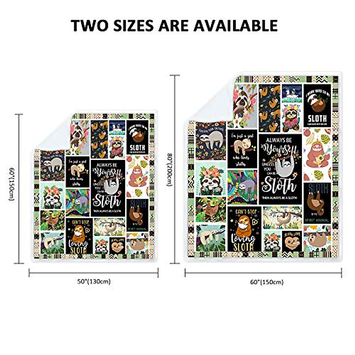 YunTu Sloth Throw Blankets Sloth Gifts for Women and Girls Sloth Lovers Super Soft Warm Sherpa Sloth Blankets for Kids and Adults