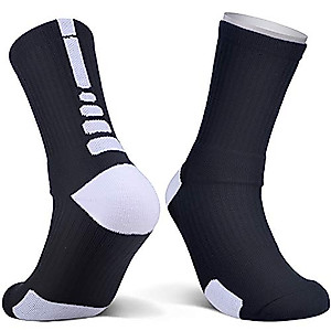 JHM mens Thick Protective Sport Cushion Elite Basketball Compression Athletic Socks, 5 Pairs Color#5, 6-13