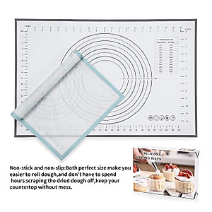 Silicone Baking Mat Kit, Non-Stick Food Grade Silicone Mats Set of 2 Half Sheet Macaron Mats, 6 Piping Tip,2 Piping Bag and 2 Tie Heat Resistant,BPA Free-Reusable Nonstick Liners for Baking Pans