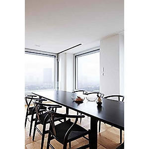 2xhome Set of 2 Wishbone Solid Wood Armchairs with Arms Open Y Back Farmhouse Dining Office Chairs with Woven Black Seat (Black)