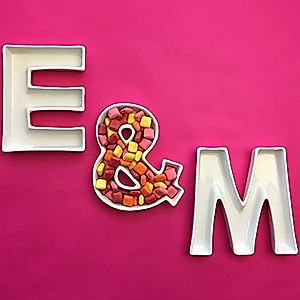 Just Artifacts 5.5-Inch White Decorative Ceramic Letter Dish (Letter: M, Length: 5.5 Inches)