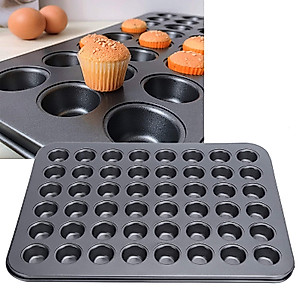GOTOTOP Cupcake Pan, 48‑Cup Nonstick Mini Round Cupcake Pan Tray Baking Mould Bakeware Cooking Accessory, 48 Cups Muffin and Cupcake Pan, Grey