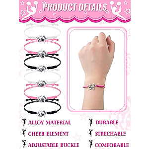 Rtteri 24 Pieces Cheer Gifts for Cheerleaders Adjustable Cheers Charm Bracelets Cheerleader Gifts for Girls Cheer Team Cheer Gifts Bulk