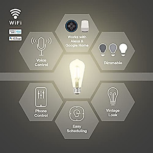 LEDVANCE Sylvania WiFi LED Smart ST19 Light Bulb, 5W Efficient with Filament, for Alexa / Google Assistant, Energy Star, Clear, 2700K, Soft White - 1 Pack (75799)