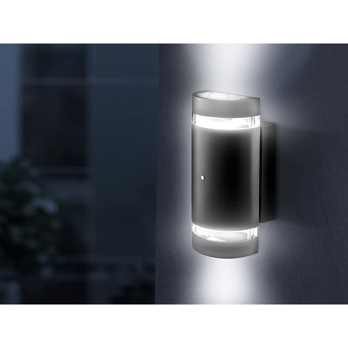 Hyperikon LED Porch Sconce Light, 12W Cylinder, Modern Outdoor Wall Lamp, 4000K Daylight, Black, Photocell, UL, 2 Pack