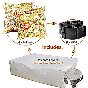 ovios Patio Furniture Set, 12 PCS Big Size Outdoor Furniture Set All Weather Rattan Wicker Sofa Sectional Set with Glass Table, Garden, Backyard, No Assembly Required (Grey-Beige)