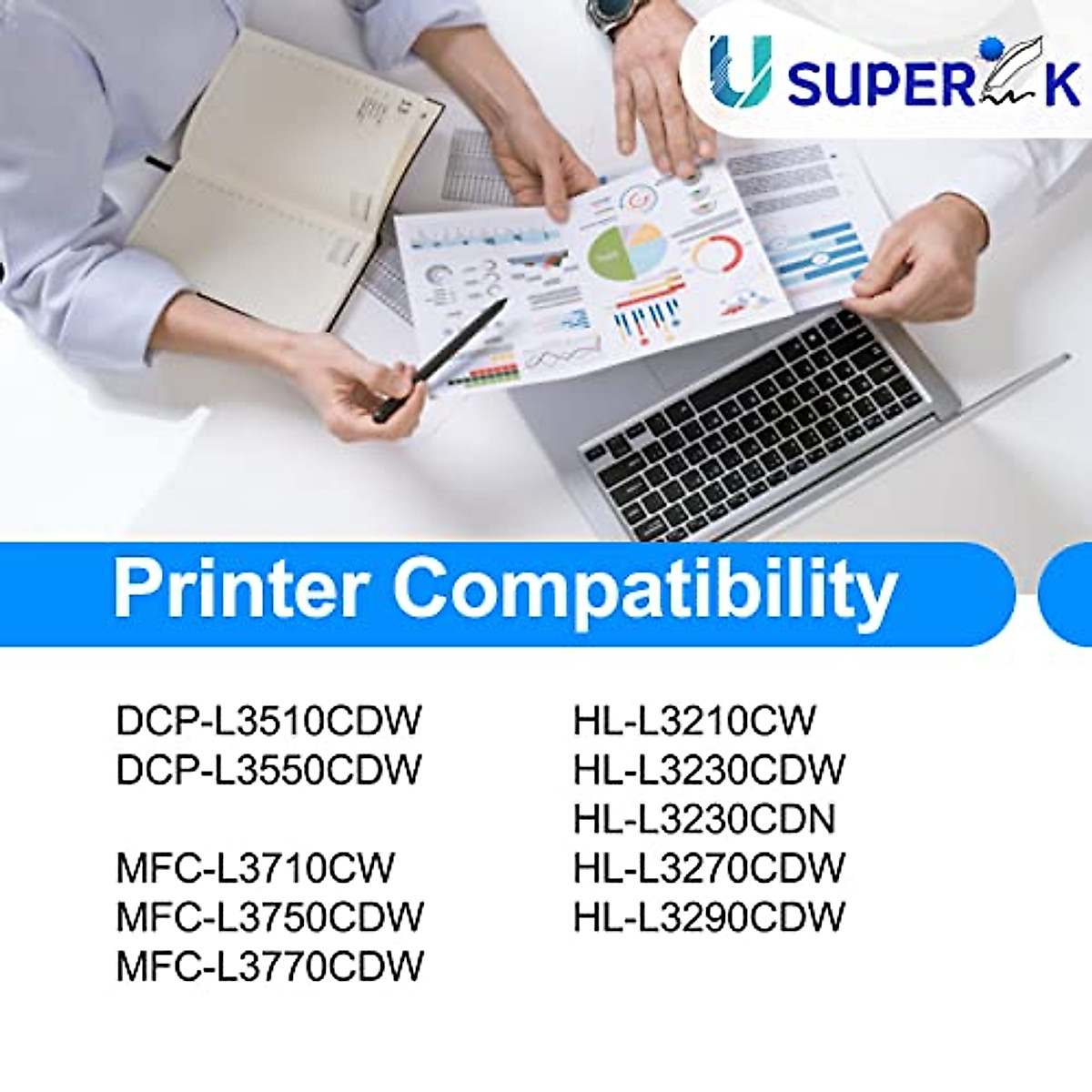 USUPERINK Compatible Toner Cartridge Replacement for Brother TN227 TN-227 TN-227BK TN223 TN223BK to use with HL-L3230CDN HL-L3290CDW DCP-L3550CDW MFC-L3770CDW HL-L3210CW Printer (1 Pack, Black)