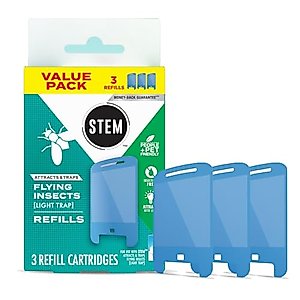 STEM Light Trap Refill Cartridges, Indoor Fruit Fly Trap, Effective Insect Control for Home, Attracts and Traps Flying Insects, Compatible With STEM Light Trap, 3 Count
