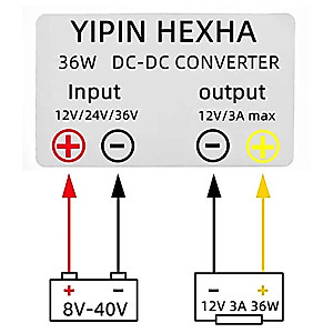 DC Buck Converter 24V 36V 12V to 12V 3A 36W auto Step Down Boost Power Converter Golf car Waterproof Module Transformer