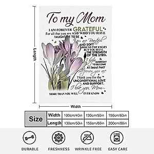 Flannel Blanket to My Mom from Daughter Son, I Love You Mom Blanket Birthday Gifts for Mom, Soft Couch Bed Throw Blanket to My Mom Fleece Blanket Soft Warm Bed Blanket Bed Flannel Throws 60x50 in