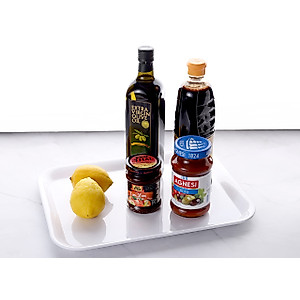 FlosSolis 15.1"x11.3" White Serving Tray Set of 2, Melamine Rectangular Serving Tray/Platters Stackable Sturdy and Easy Clean for Serving Food,Fruit,Desserts,Breakfast,Meals,BPA Free