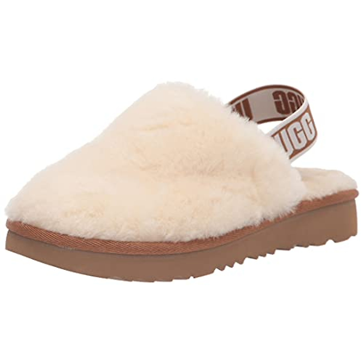 UGG Girls K Fluff Yeah Clog Slipper, Natural, 6 Big Kid