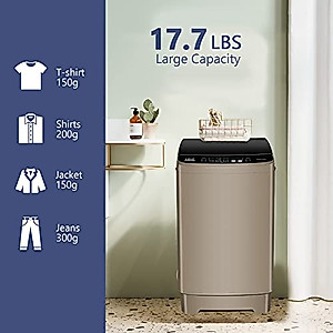 Krib Bling Full-Automatic Washing Machine with Drain Pump, 17.7 lbs Compact Washer, 10 Wash Program & 8 Water Level, Ideal for Apartment, Dorm, RV