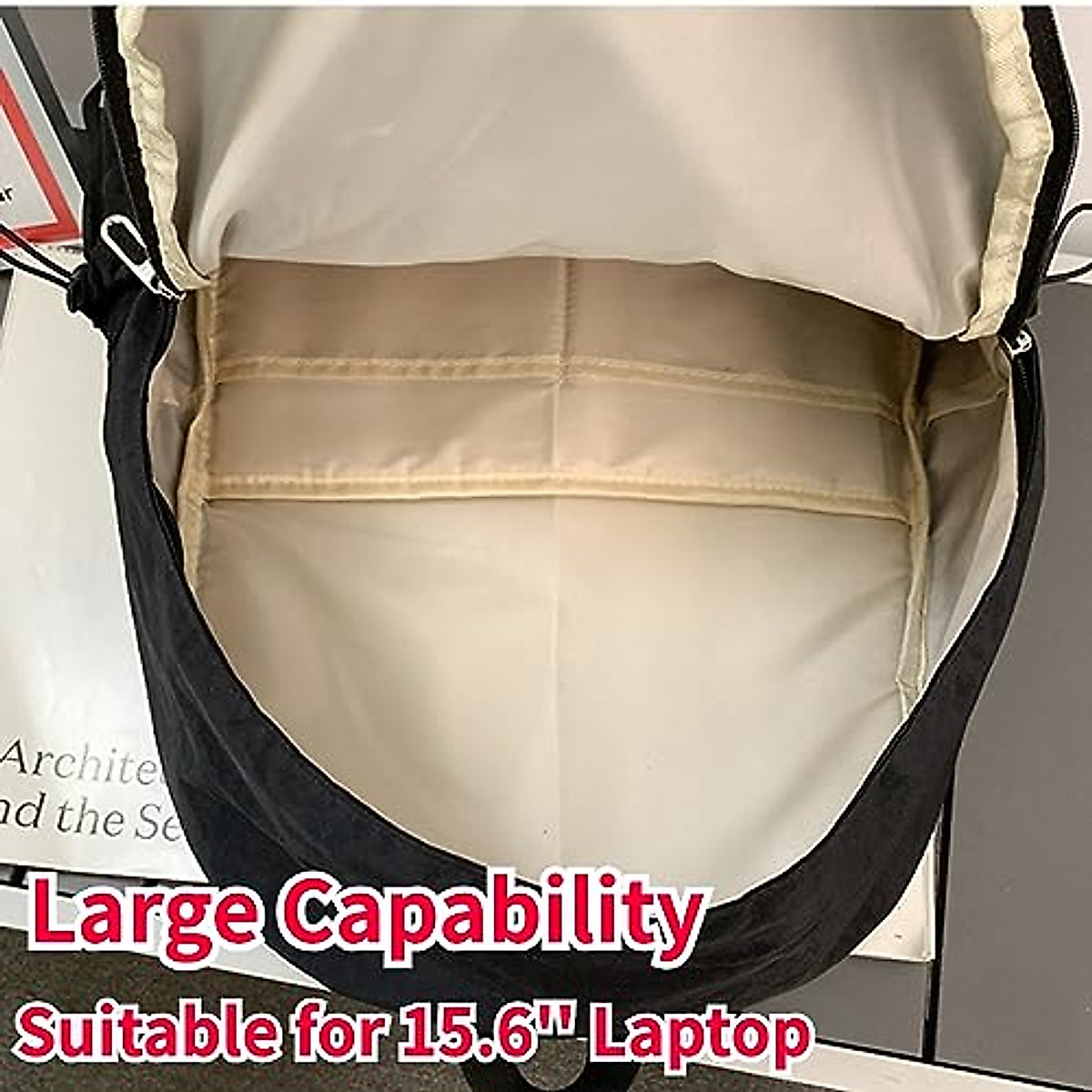 HIQUAY Grunge Backpack with Cute Accessory Aesthetic Backpack Cute Backpacks Waterproof (Black)