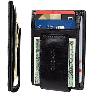 Viosi Money Clip Slim Leather Wallet For Men Front Pocket Rfid Blocking Card Holder With Rare Earth Magnets
