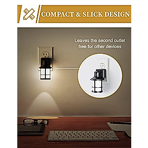 Night Lights Plug Into Wall, DORESshop 2 Pack Night Light, Soft White 3000K Led Night Light with Dusk-to-Dawn Sensor, Dimmable Night Light for Bathroom Hallway Bedroom Kids Room Stairway