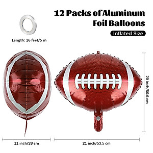 durony 12 Pieces 18 inches Football Balloons Football Themed Party Decorations Foil Mylar Rugby Ball Balloons for Birthday Sports Graduation Party