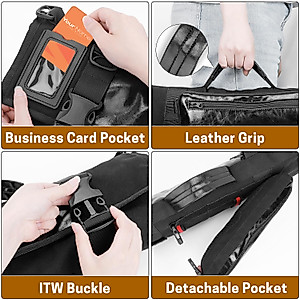 SWISSELITE Chef Knife Roll Bag, Heavy Duty Canvas & Leather Chef Knife Bag, 10 Slots for Knives with Detachable Storage Bag