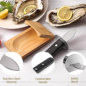 Oyster Opener Clamp, Oyster Shelling Holder Wood, Ergonomic Hand Guard Oyster Shelling Tool, Portable Seafood Tools Suitable for Parties, Picnics