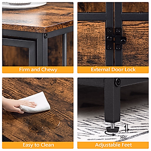 MAHANCRIS Dog Crate Furniture, 31.5 Inch Dog Kennel with Double-Door, Wooden Heavy Duty Dog Cage for Small Medium Dogs, Indoor Dog House End Table, Chew-Resistant, Rustic Brown DCHR0501Z