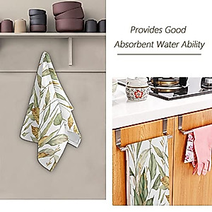 Kigai Green Gold Leaves Hand Towels Set of 2, Highly Absorbent Soft Towel Decorative Hand Towel for Kitchen and Bathroom 14x28 Inch