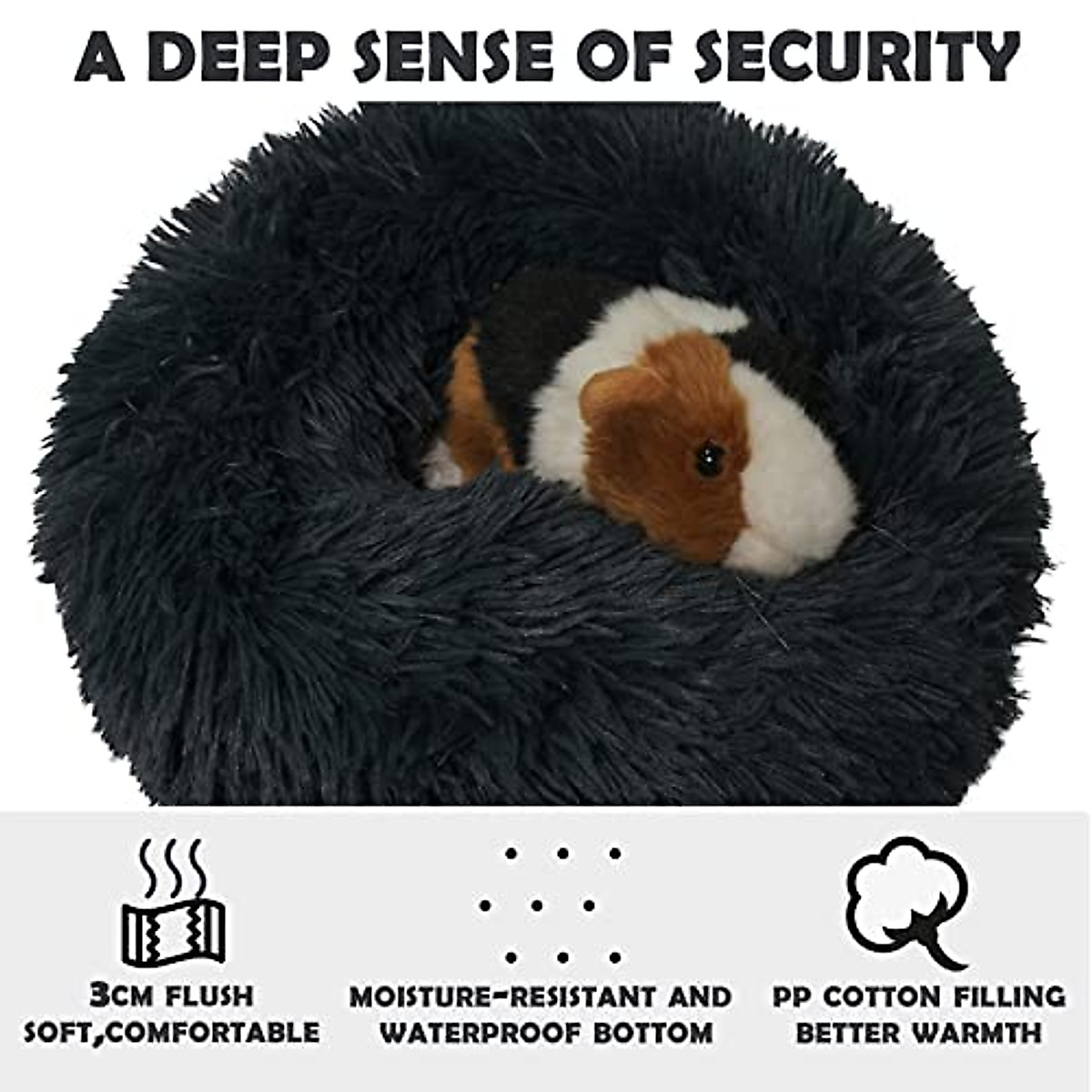 TTANFY Ferret Plush Bed Small Pet Cushion Long Plush Soft Washable for Ferret & Small Animals, black