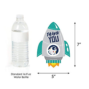 Big Dot of Happiness Blast Off to Outer Space - Shaped Rocket Ship Baby Shower or Birthday Party Thank You Note Cards with Envelopes - Set of 12