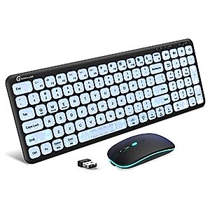 GEODMAER Wireless Keyboard and Mouse with 8 Colors Backlits