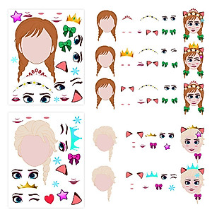 36 Pieces Sticker Sheet, Sticker Packs Kids, Princess Stickers for Kids, Make a Face Stickers Sheets, Make Your Own Sticker, Party Game Stickers DIY Activities Stickers for Kids Ages 4-8