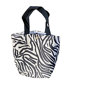 Chezi Animal Print Corduroy Mini Tote Bag 10x8x4 (zebra)
