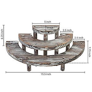 MyGift 3 Tier Rustic Torched Wood Semicircle Cupcake Stand Display Risers