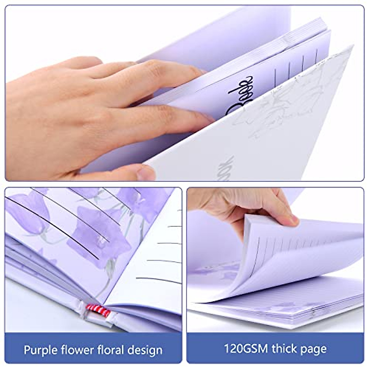 BPFY Wedding Guest Book, Sign in Guest Book for Wedding Reception, 9"x7" 120 Page Wedding Registry Guestbook with Sliver Foil, Purple Flower Floral Design Baby Shower Guest Book