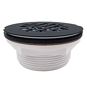 Westbrass D206P-62 4-1/2" OD Shower Drain Assembly and Grid Strainer Cover fits both Sch. 40 PVC & ABS Pipes, Matte Black