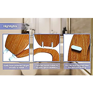 J&V TEXTILES Round Toilet Seat W/ Easy Clean & Change Hinge (Gray)