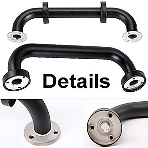 2 Pack 16 Inch Shower Grab Bar - 1.25" Diameter, ZUEXT Matte Black Stainless Steel Bathroom Grab Bar Handle, Bath Balance Bar,Safety Hand Rail Support,Handicap Injury Elderly Senior Assist Bath Handle