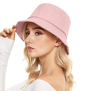 Durio Pink Bucket Hats for Women Teens Travel Summer Packable Beach Sun Hat D Pink